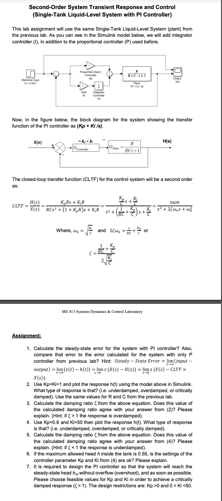 Second-Order System Transient Response and Control | Chegg.com