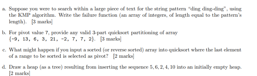 Solved o se g ding-ding" , using the KMP algorithm. Write | Chegg.com
