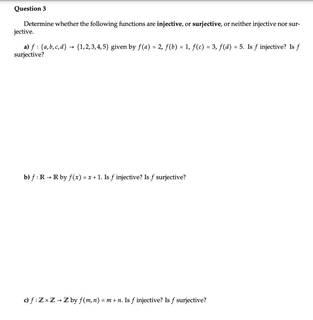 Solved Question 3 Determine whether the following functions | Chegg.com