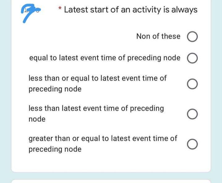Solved * Latest start of an activity is always Non of these | Chegg.com