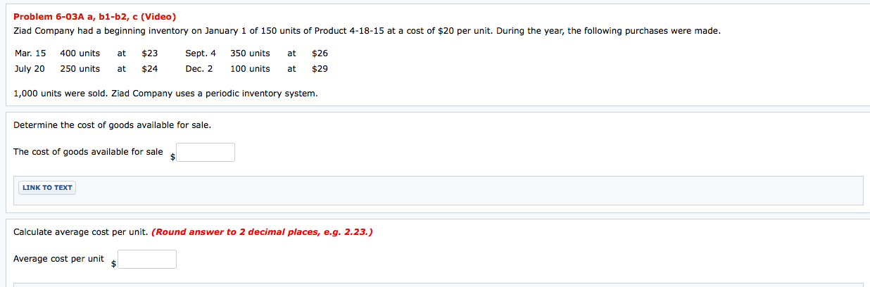 Solved Problem 6-03A a, b1-b2, с (Video) Ziad Company had a | Chegg.com