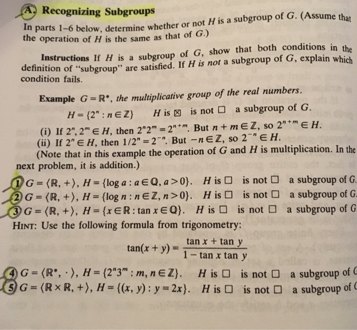 Solved Recognizing Subgroups In parts 1-6 below, de e that | Chegg.com