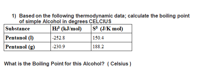Solved 1) Based on the following thermodynamic data, | Chegg.com