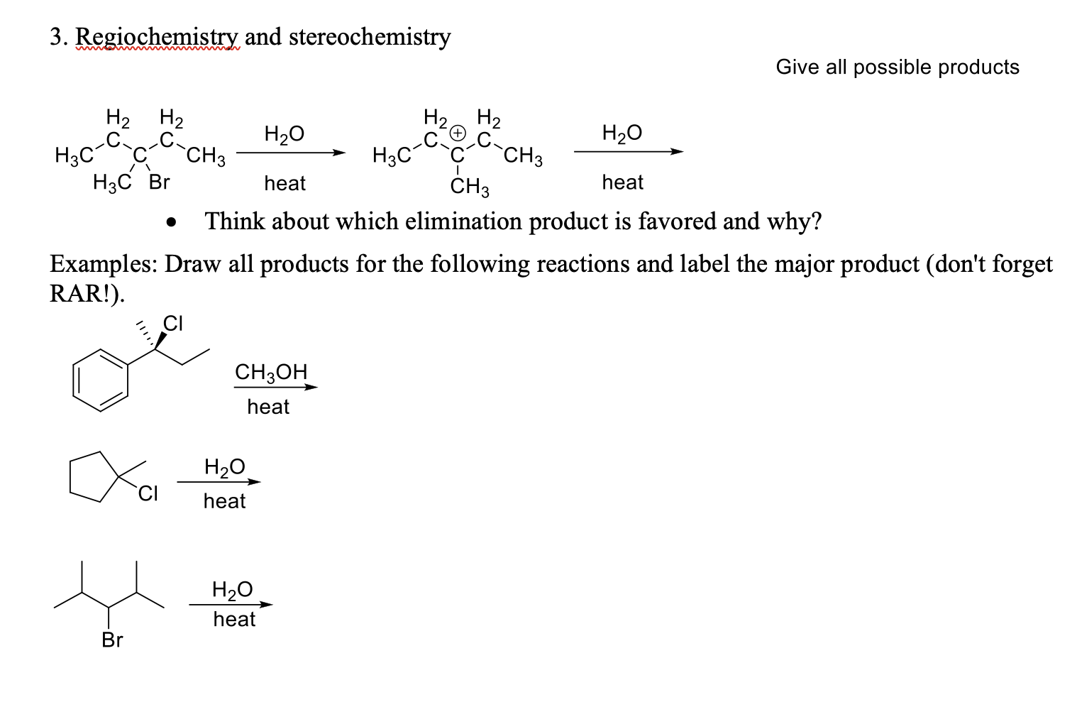 Solved 3. Regiochemistry and stereochemistry Give all | Chegg.com