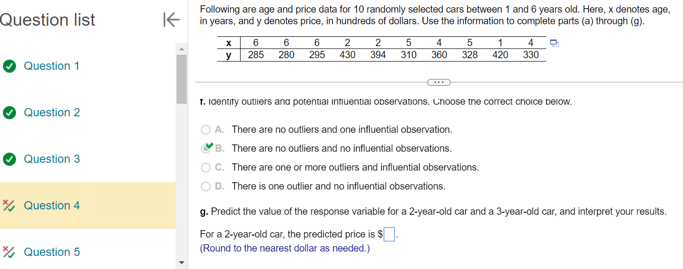 Solved Question list Question 1 Question 2 Question 3 x/s | Chegg.com