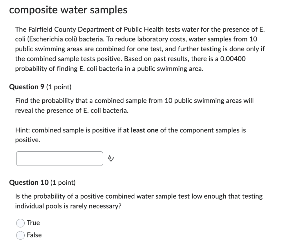 composite water samples The Fairfield County | Chegg.com