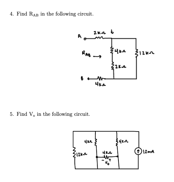 Solved 4. Find RAB in the following circuit. 2km A RAB 24KA | Chegg.com