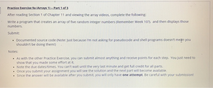 Solved Practice Exercise 9a (Arrays 1)1-Part 1 of 3 After | Chegg.com