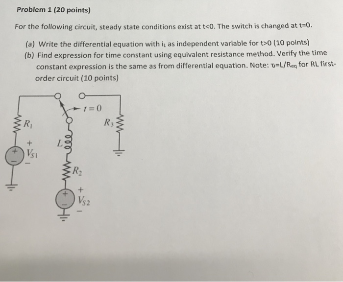 Solved Problem 1 (20 points) For the following circuit, | Chegg.com