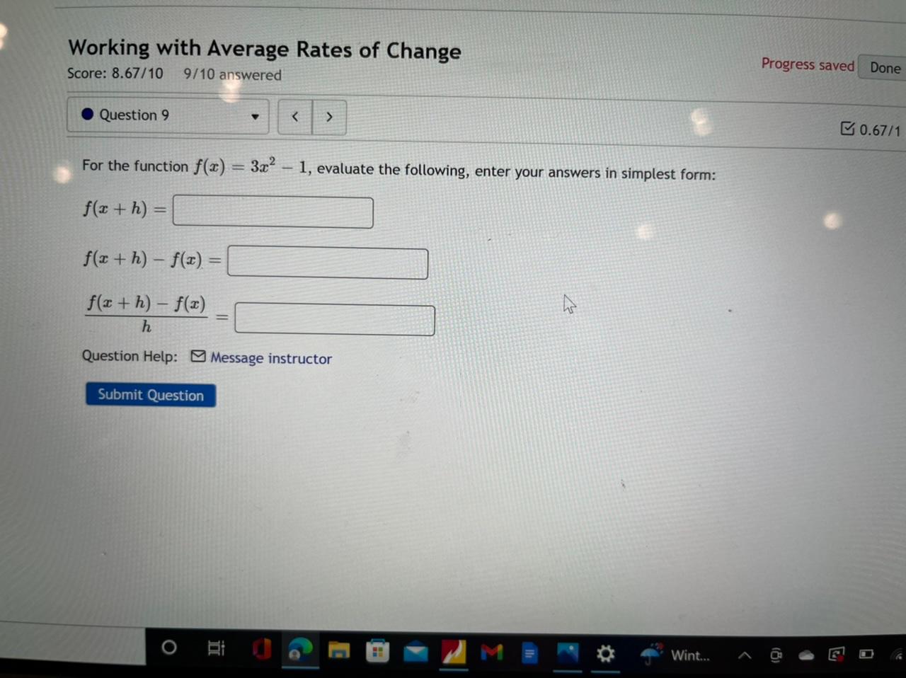 Solved Working with average rates of change For the | Chegg.com