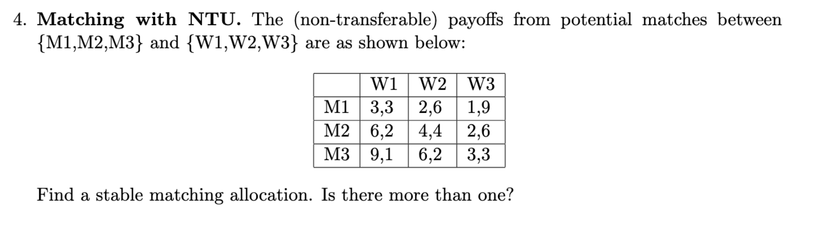 Solved Matching with NTU. The (non-transferable) ﻿payoffs | Chegg.com