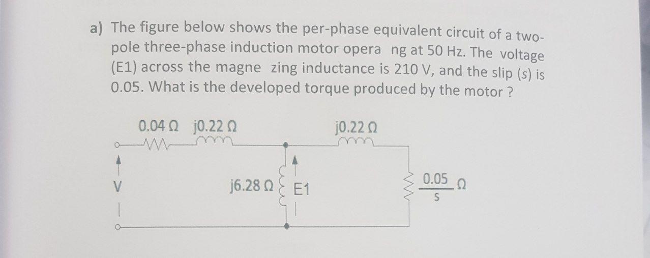 Solved a) The figure below shows the per-phase equivalent | Chegg.com