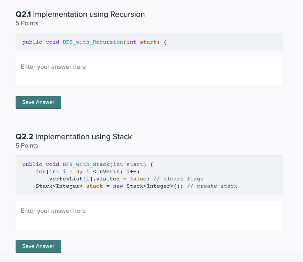 Solved Q2 Depth-First Search 10 Points class Vertex { public | Chegg.com