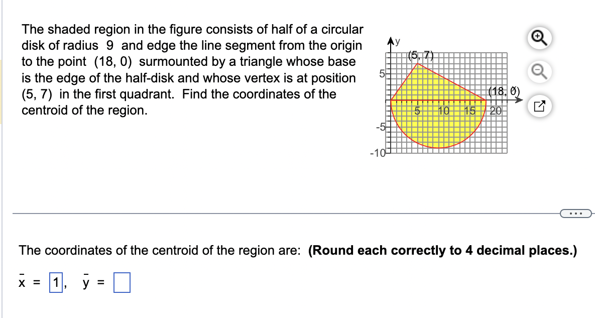 Solved The shaded region in the figure consists of half of a | Chegg.com