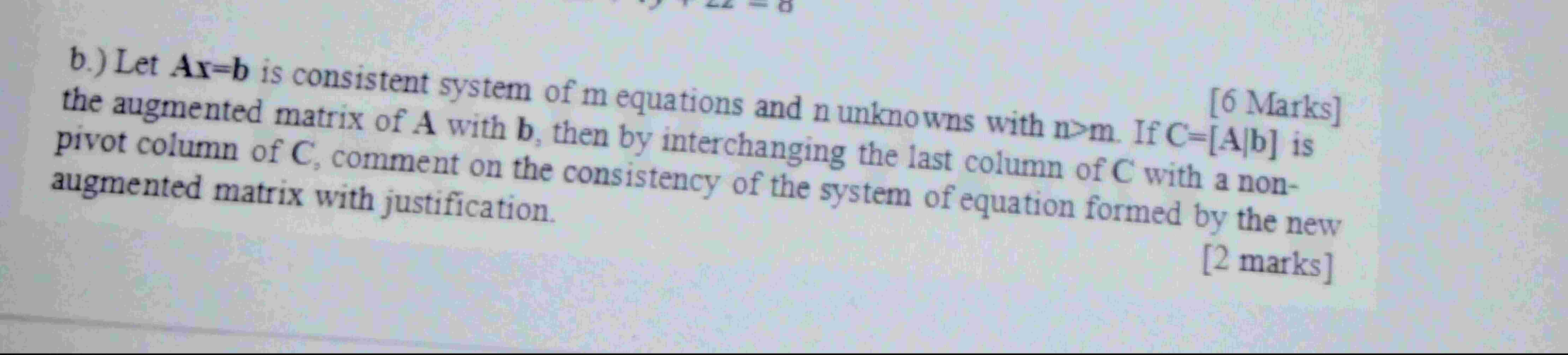 Solved b.) ﻿Let Ax=b ﻿is consistent system of m ﻿equations | Chegg.com