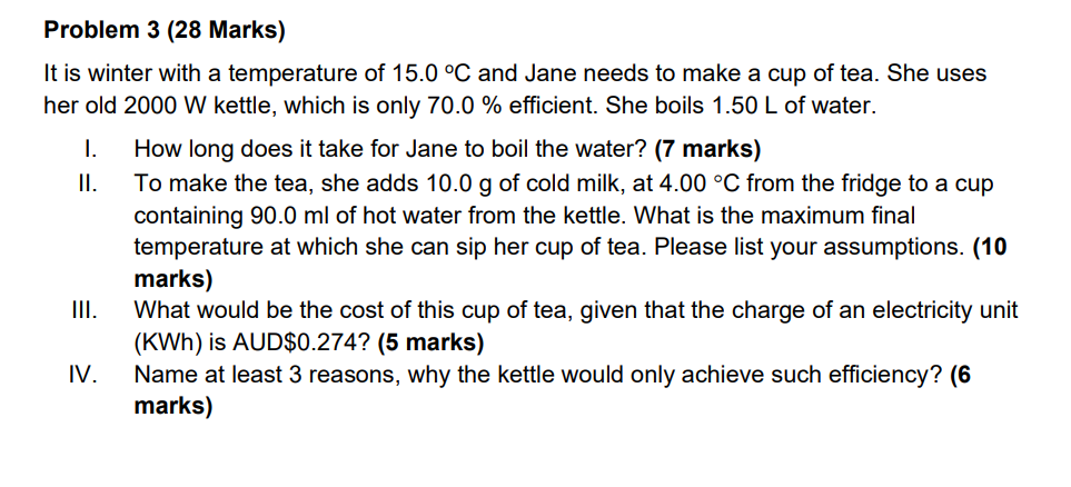 Solved Problem 3 (28 Marks) It is winter with a temperature | Chegg.com