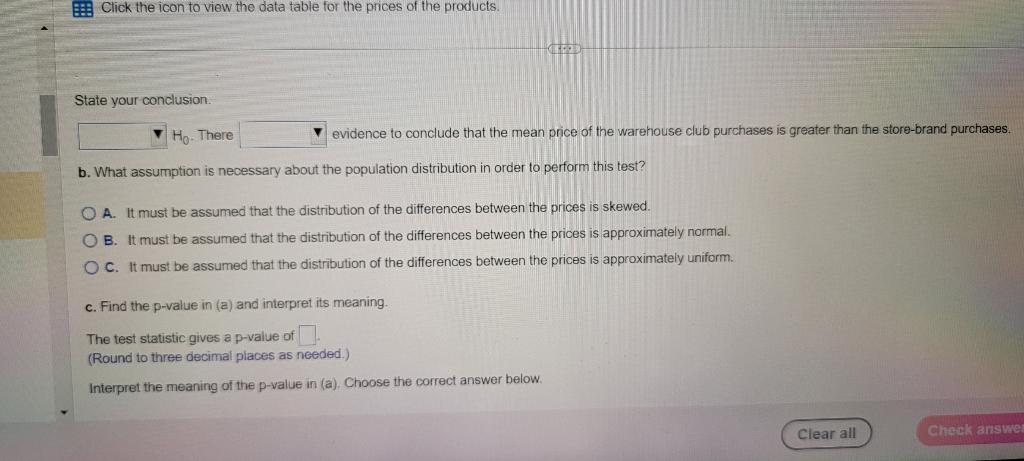 Solved The price of 30 random foods were compared between | Chegg.com