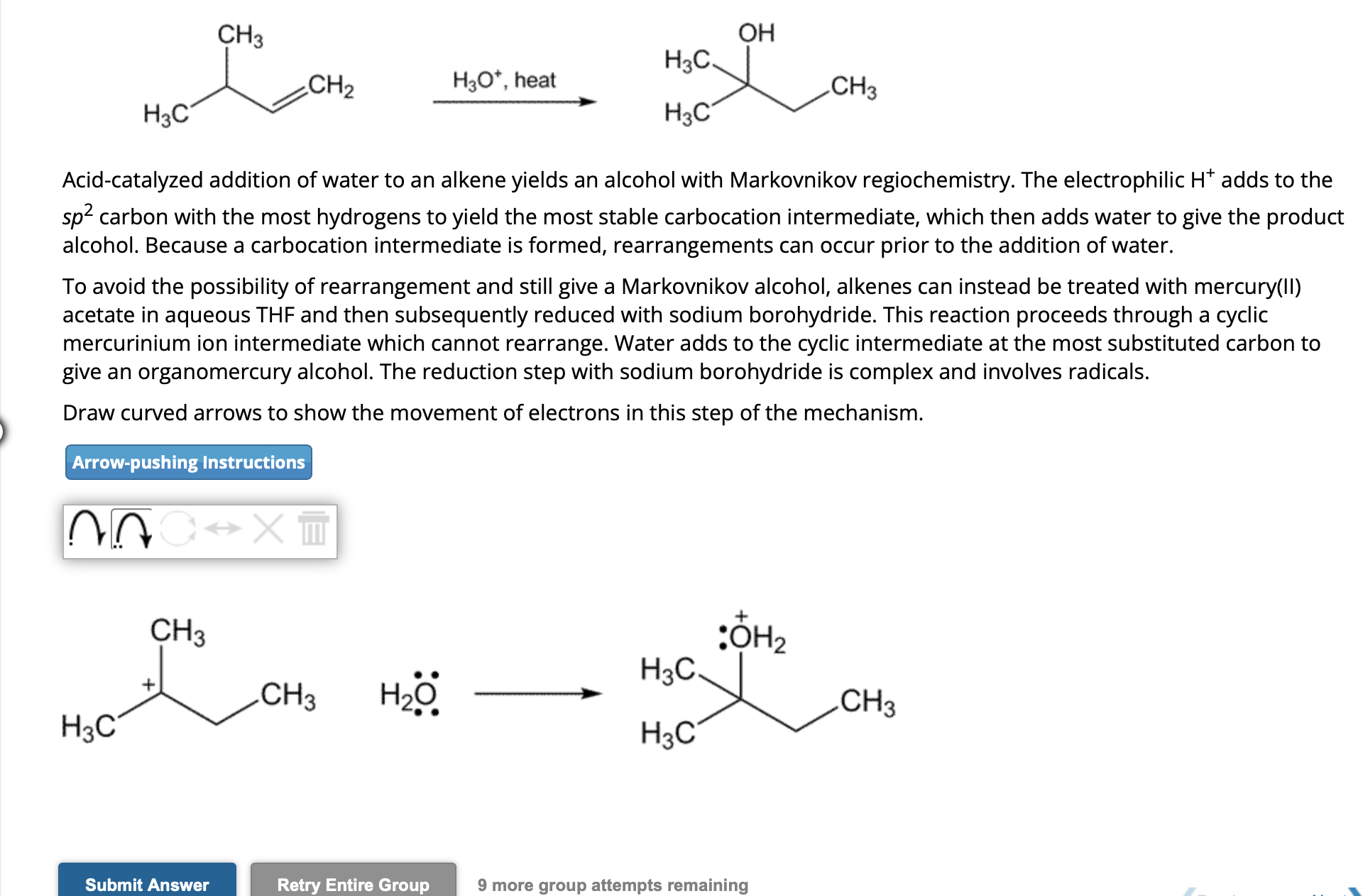 Solved H3O+,heat Acid-catalyzed addition of water to an | Chegg.com