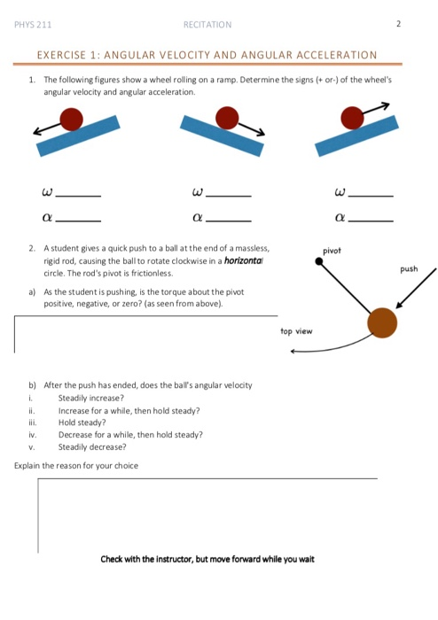Solved PHYS 211 RECITATION EXERCISE 1: ANGULAR VELOCITY AND | Chegg.com
