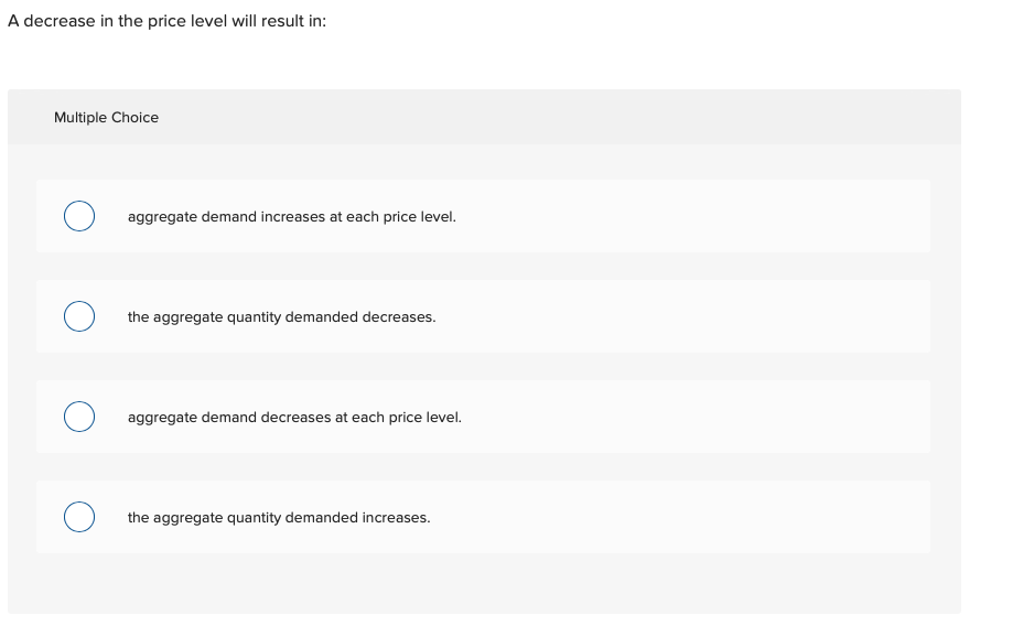 Solved The aggregate demand curve shows the: Multiple Choice | Chegg.com