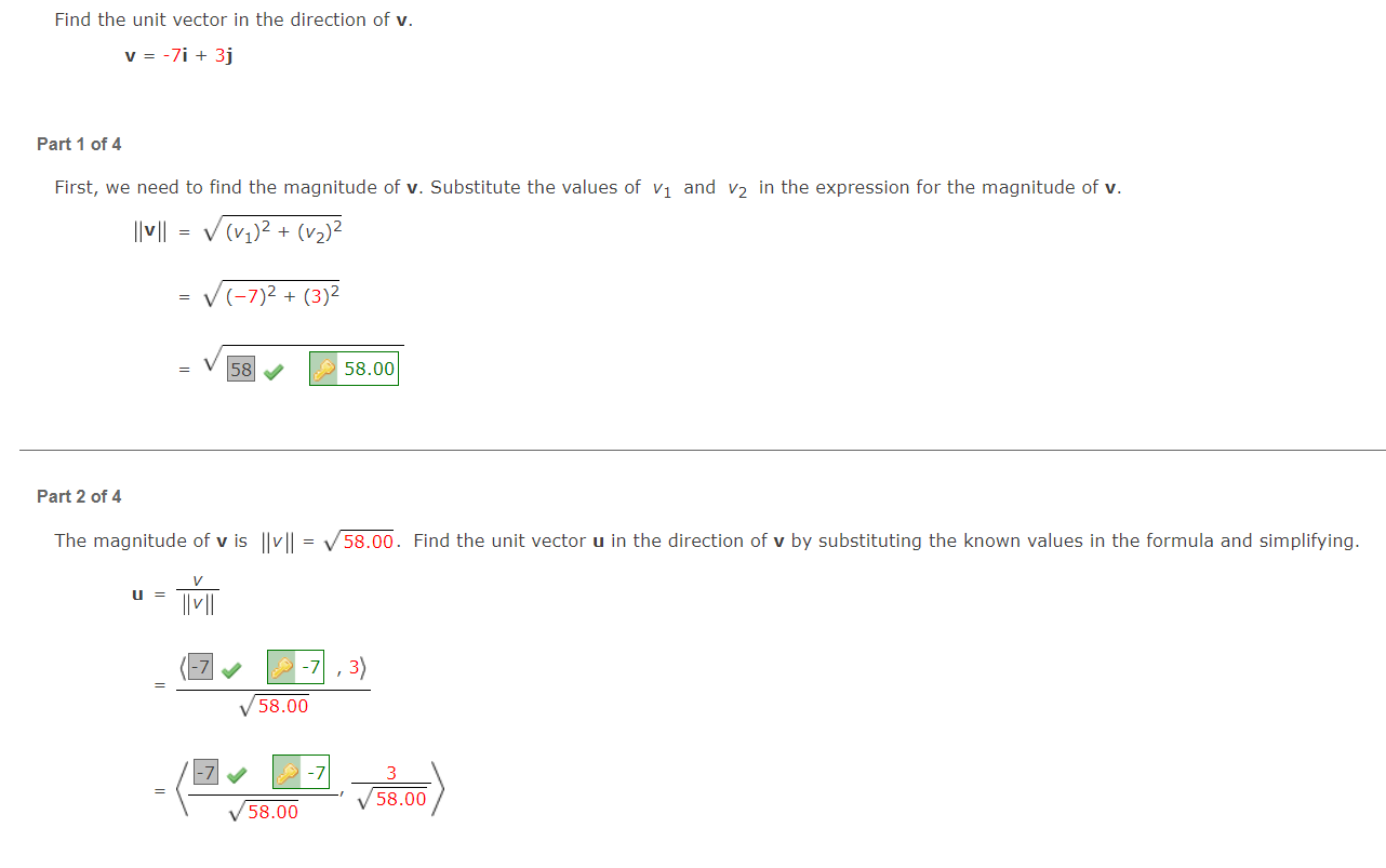 Solved Find the unit vector in the direction of v. v=−7i+3j | Chegg.com