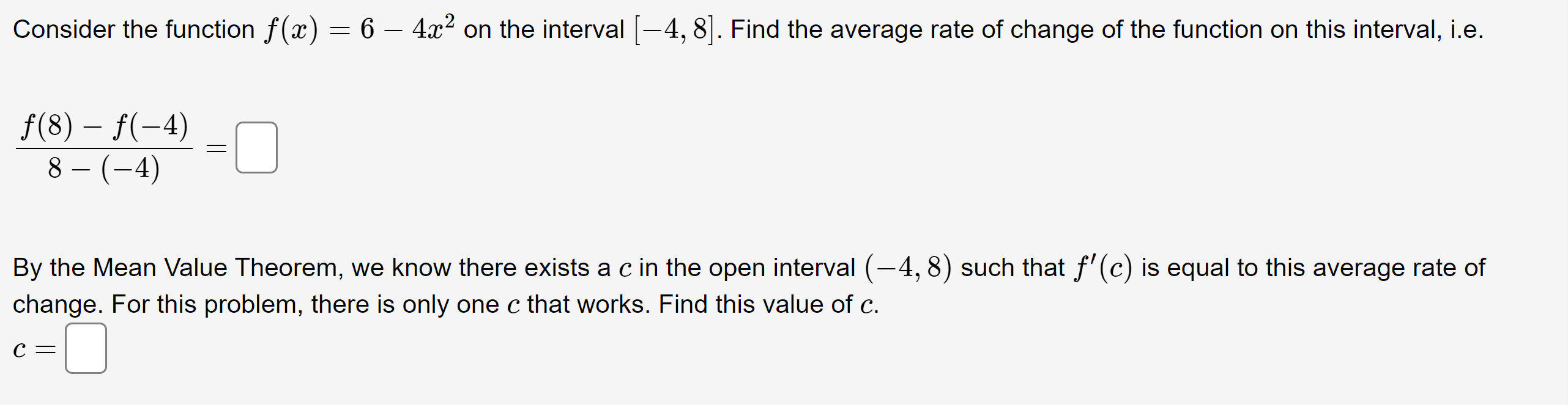 Solved Consider the function f(x)=6-4x2 ﻿on the interval | Chegg.com