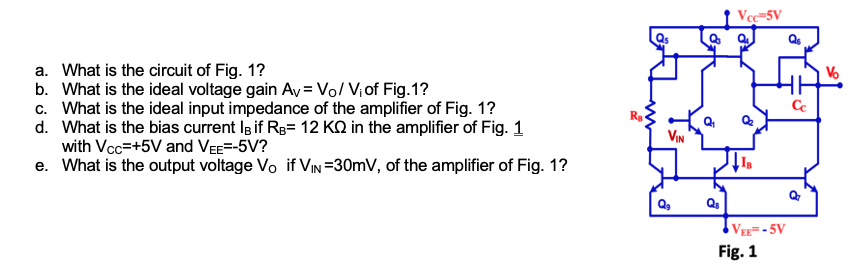 Solved Vcc=5V Vo CC a. What is the circuit of Fig. 1? b. | Chegg.com