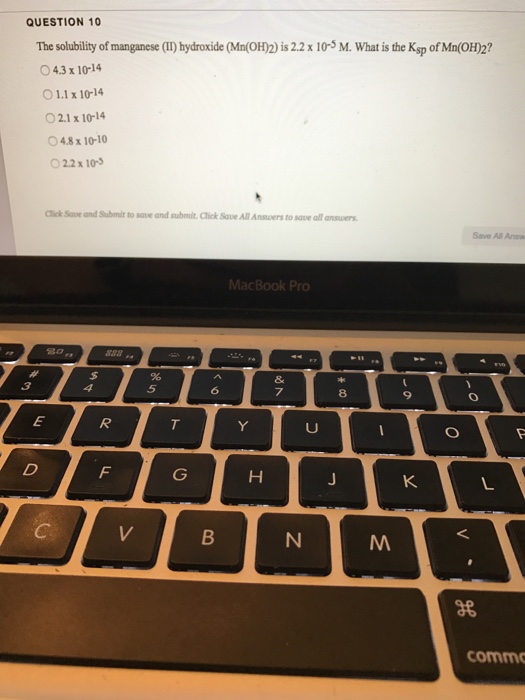 Solved The solubility of manganese (II) hydroxide (Mn(OH)_2) | Chegg.com