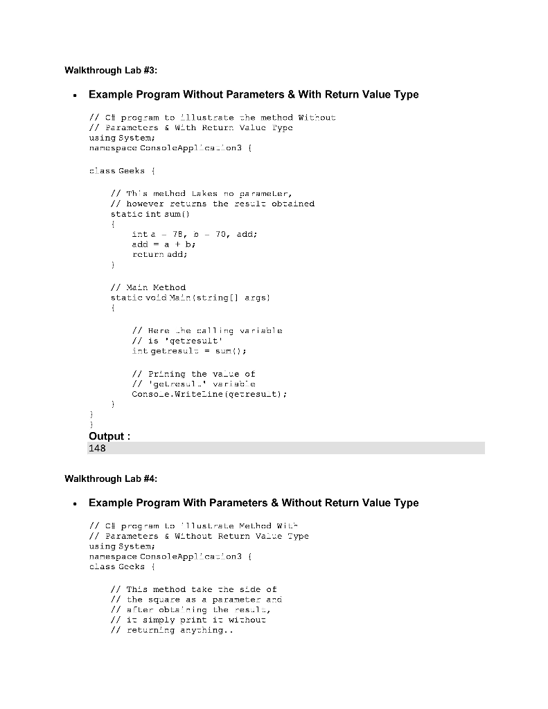 Method Calling Walkthrough Lab #1: Method Invocation | Chegg.com