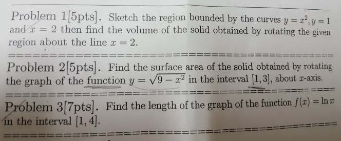 Solved Problem 15pts]. Sketch the region bounded by the | Chegg.com