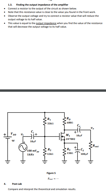 Solved 1.3. Finding the output impedance of the amplifier - | Chegg.com