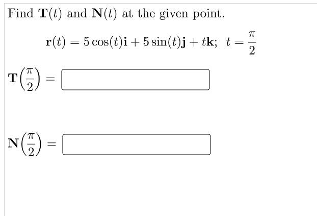 Solved Find T(t) and N(t) at the given point. | Chegg.com