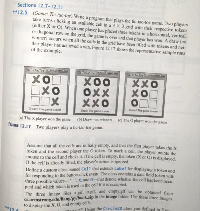 Sections 12.7-12.1 *12.5 (Game: Tic-tac-toe) Write a | Chegg.com