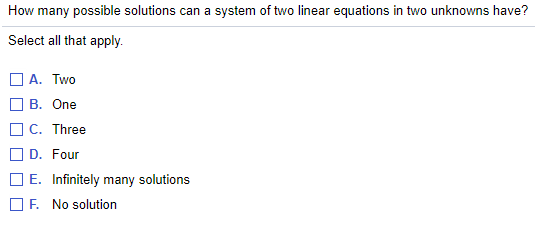 Solved How many possible solutions can a system of two | Chegg.com