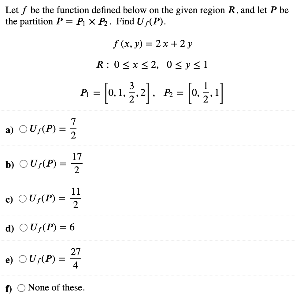 Solved 2 Let f be the function defined below on the given | Chegg.com