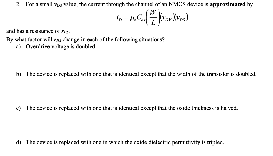 Solved 2. For a small vps value, the current through the | Chegg.com