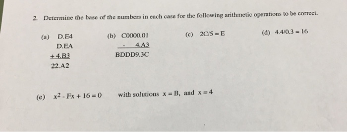 Solved Determine the base of the numbers in each case for | Chegg.com