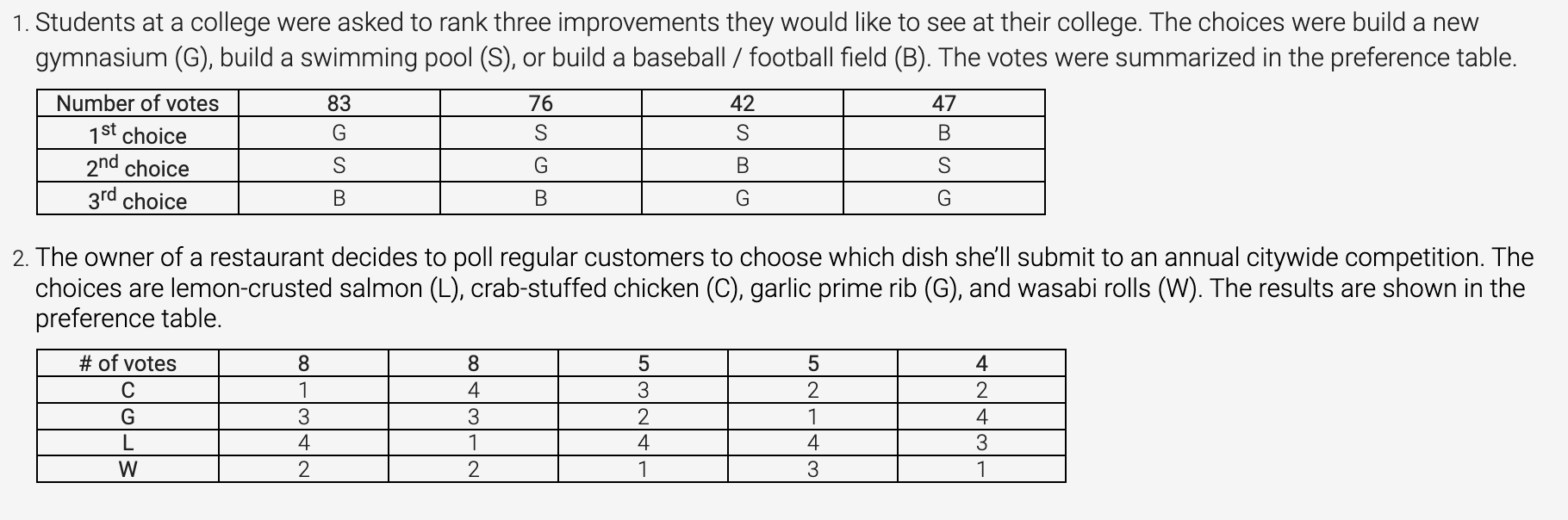Solved 1. Students at a college were asked to rank three | Chegg.com