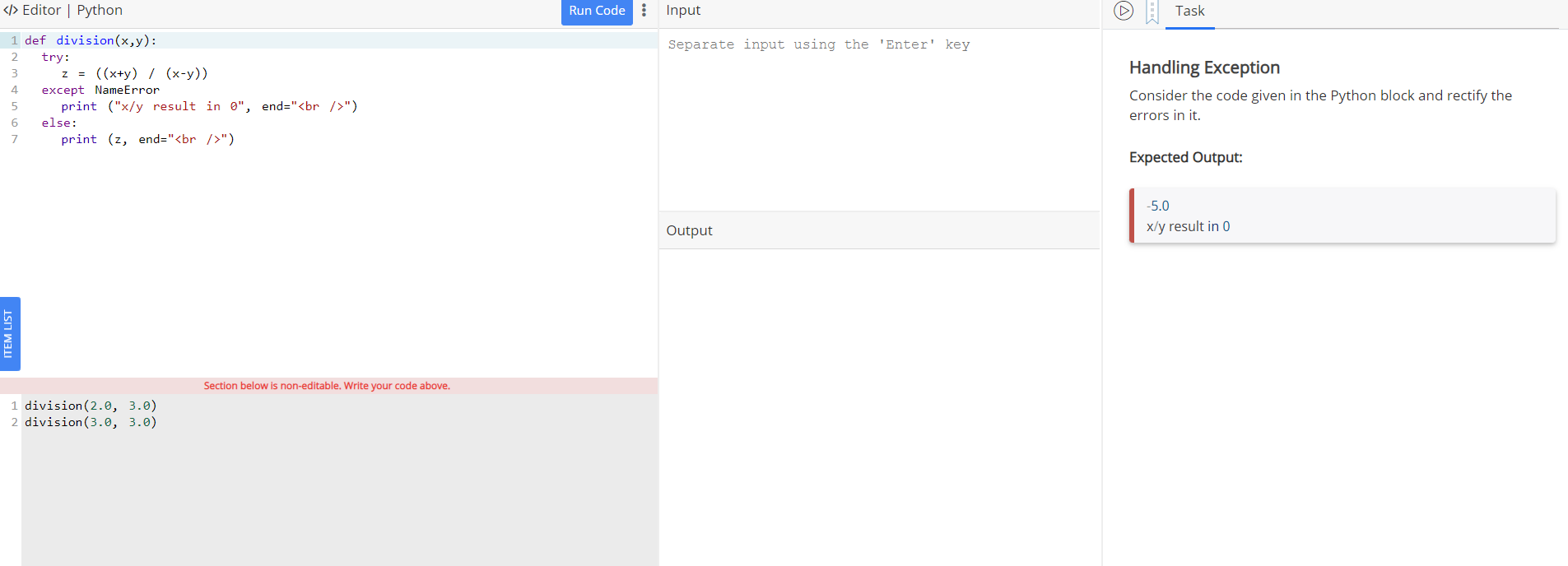 Solved 1 ﻿division (2.θ,3.0)Section below is non-editable. | Chegg.com