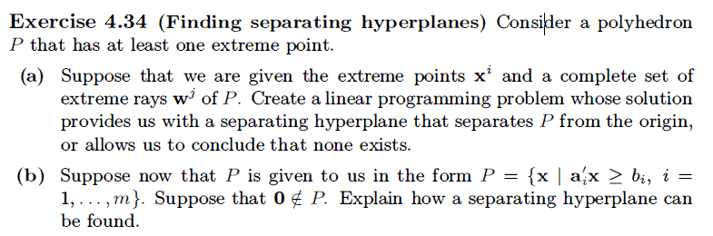 Exercise 4.34 (Finding separating hyperplanes) | Chegg.com