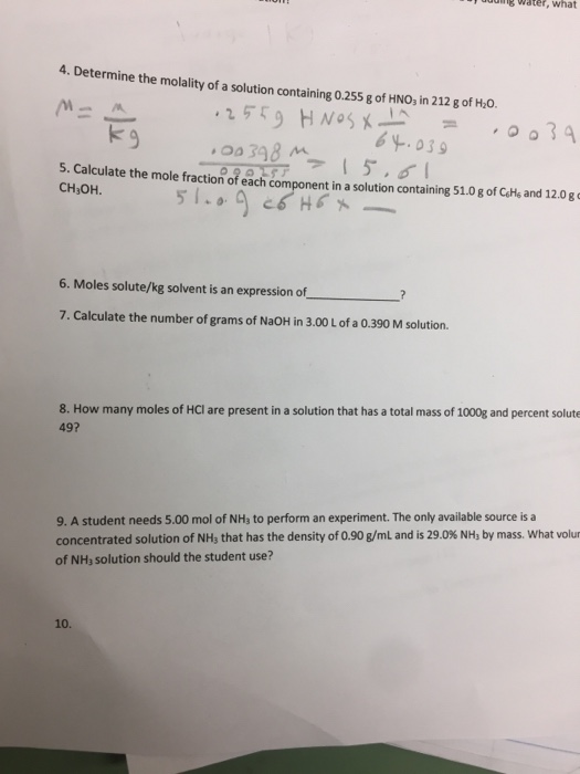 Solved Determine the molality of a solution containing 0255 | Chegg.com