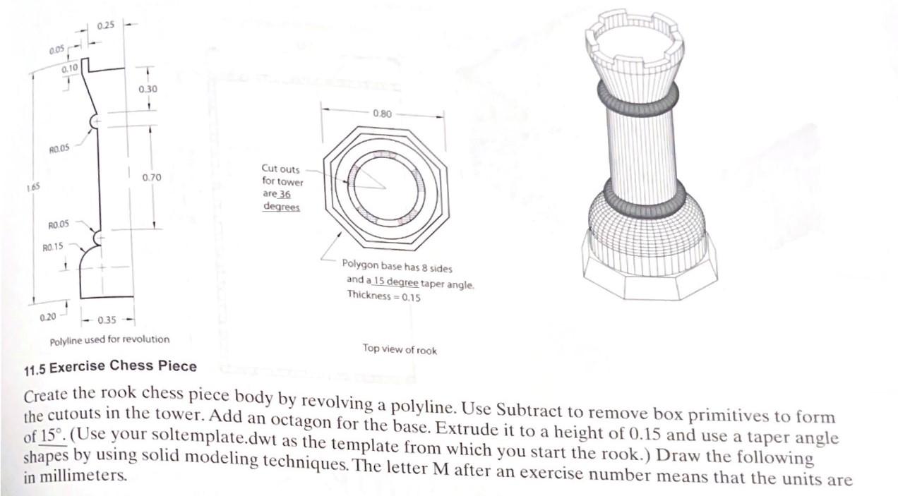 Create the rook chess piece body by revolving a | Chegg.com