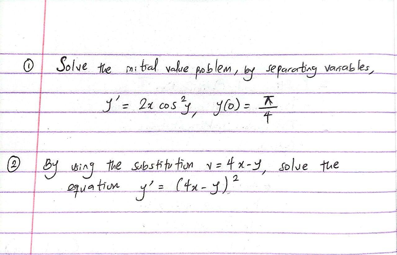 Solved Solve the initial value poblem, by separating | Chegg.com