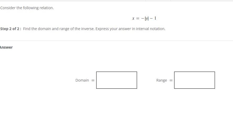 Solved Consider the following relation. x = -by - 1 Step 2 | Chegg.com