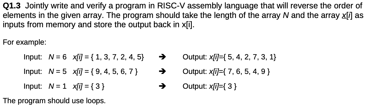 Solved Q1.3 Jointly write and verify a program in RISC-V | Chegg.com