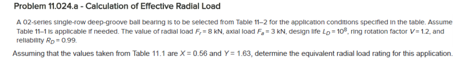 Solved Problem 11.024.a-Calculation of Effective Radial Load | Chegg.com