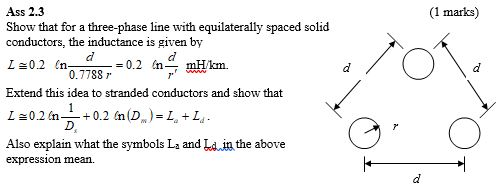 Solved (1 marks) Ass 2.3 Show that for a three-phase line | Chegg.com