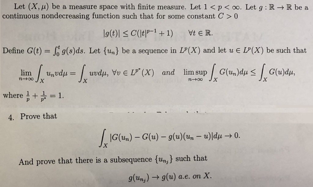 Solved Let (X,p) be a measure space with finite measure. Let | Chegg.com