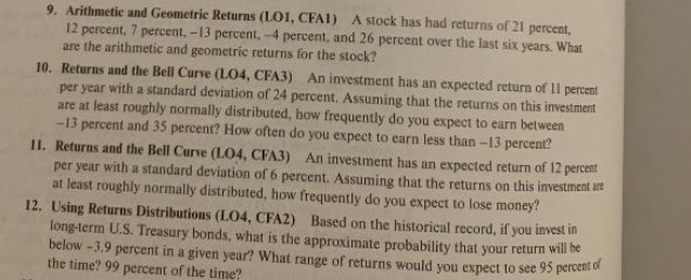 Solved 9. Arithmetic and Geometrie Returns (L01, CFAT) A | Chegg.com