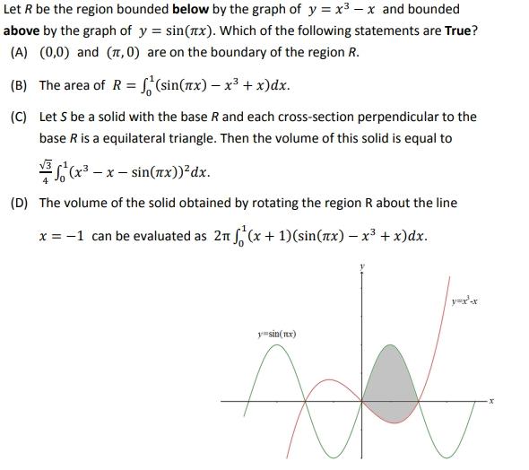 Solved Let R be the region bounded below by the graph of | Chegg.com